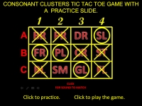 Consonant clusters tic tac toe game